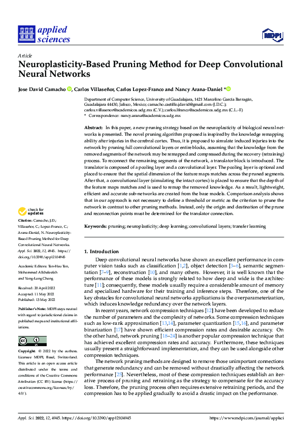 Pdf Neuroplasticity Based Pruning Method For Deep Convolutional Neural Networks