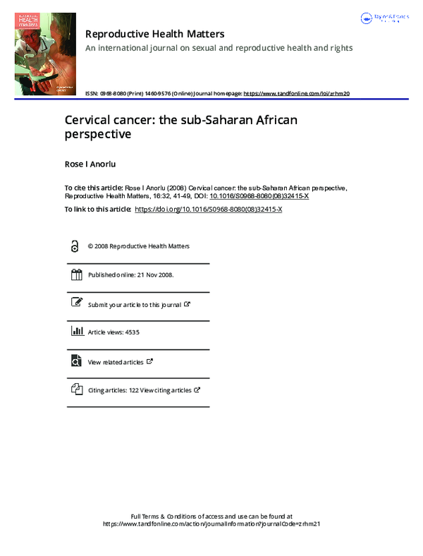 (PDF) Cervical cancer: the sub-Saharan African perspective