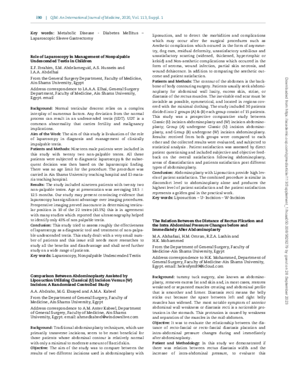 (PDF) The Relation Between the Distance of Rectus Plication and the ...