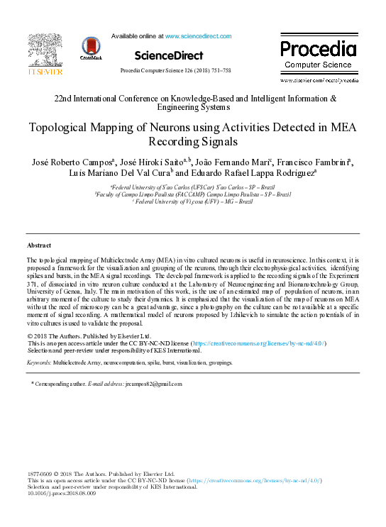(PDF) Topological Mapping of Neurons using Activities Detected in MEA ...