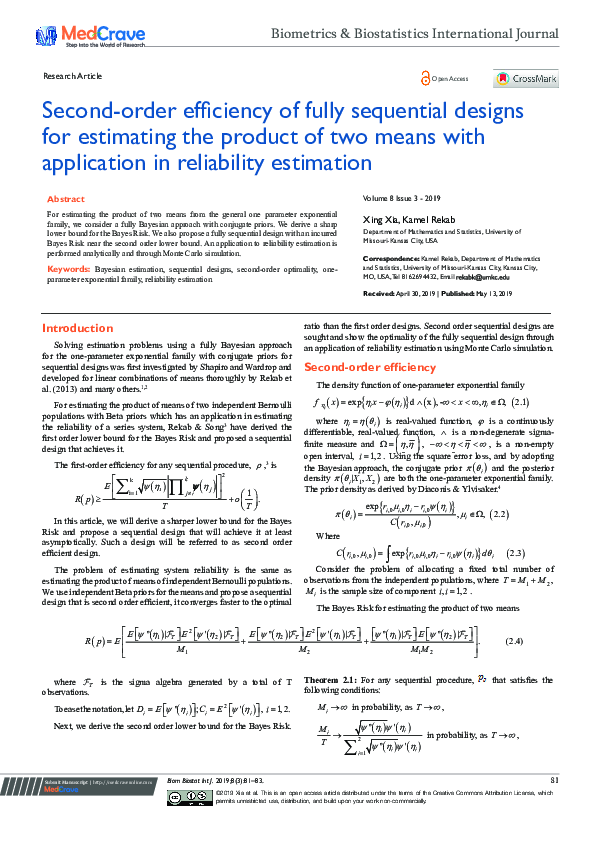 (PDF) Second-order efficiency of fully sequential designs for estimating the product of two ...