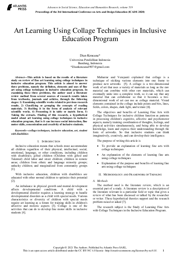 (PDF) Art Learning Using Collage Techniques in Inclusive Education Program