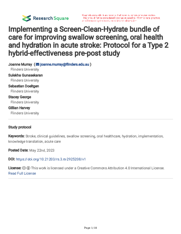 (PDF) Implementing a Screen‐Clean‐Hydrate bundle of care for improving ...