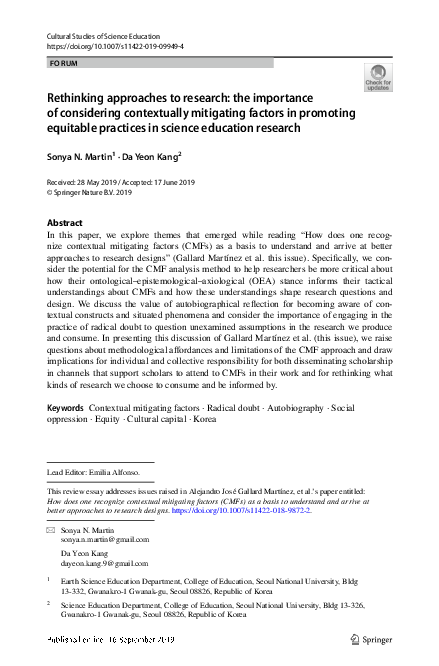 (PDF) Rethinking approaches to research: the importance of considering contextually mitigating ...