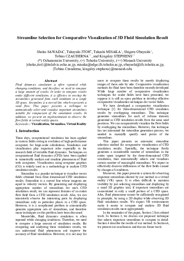 (PDF) Streamline Selection for Comparative Visualization of 3D Fluid ...