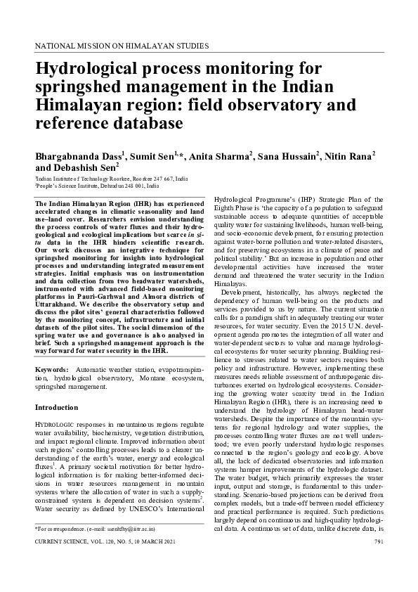 (PDF) Hydrological Process Monitoring for Springshed Management in the ...