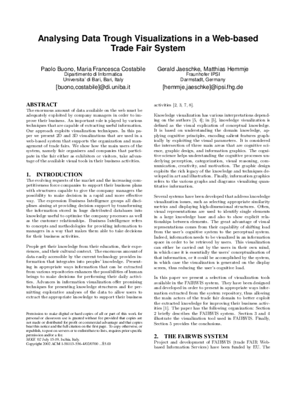 (PDF) Analysing data trough visualizations in a web-based trade fair system | Paolo Buono ...