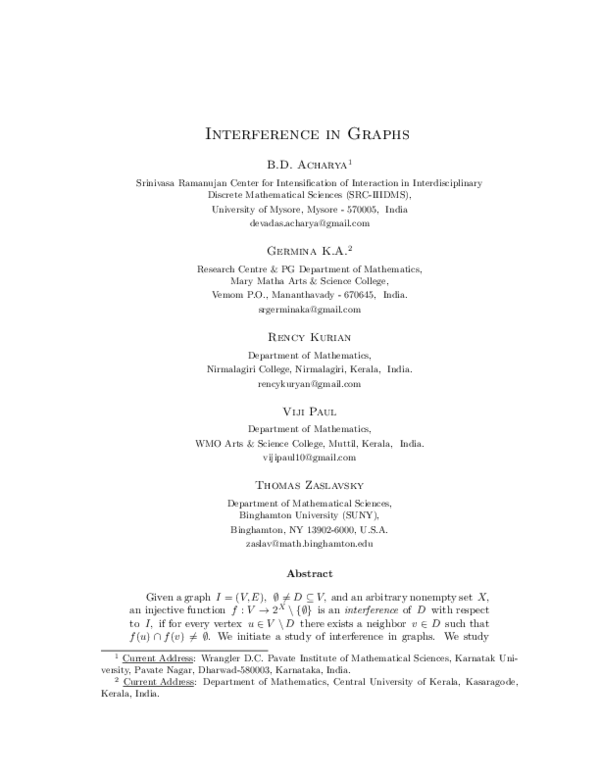 (PDF) Interference in Graphs