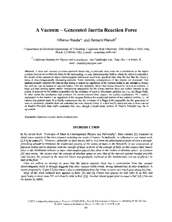 (PDF) A vacuum—generated inertia reaction force