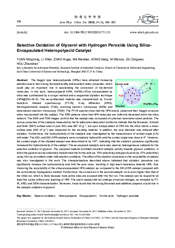 (PDF) Selective Oxidation of Glycerol with Hydrogen Peroxide Using ...