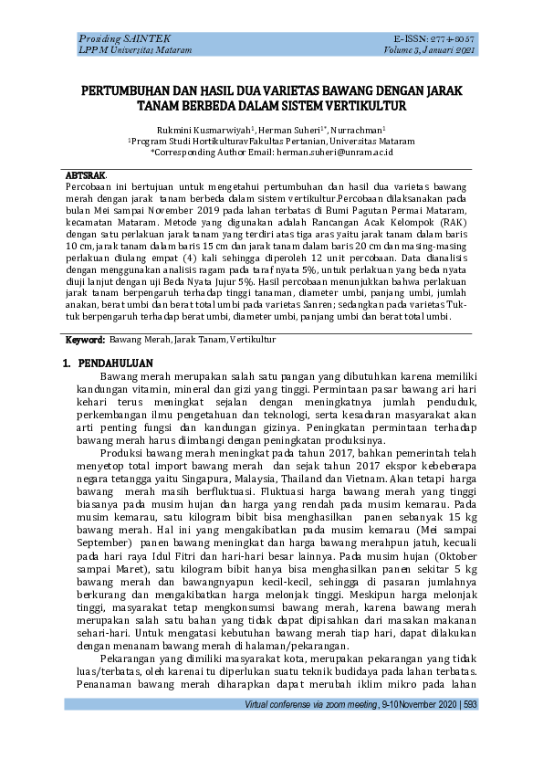 (PDF) Pertumbuhan Dan Hasil Dua Varietas Bawang Dengan Jarak Tanam Berbeda Dalam Sistem ...