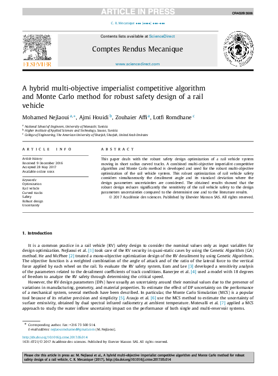 (PDF) A hybrid multi-objective imperialist competitive algorithm and Monte Carlo method for ...