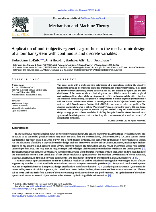 (PDF) Application of multi-objective genetic algorithms to the ...