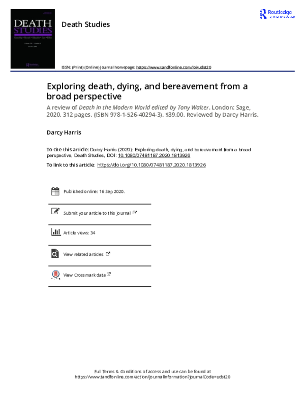 (PDF) Exploring death, dying, and bereavement from a broad perspective
