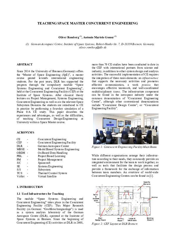 (PDF) Teaching Space Master Concurrent Engineering