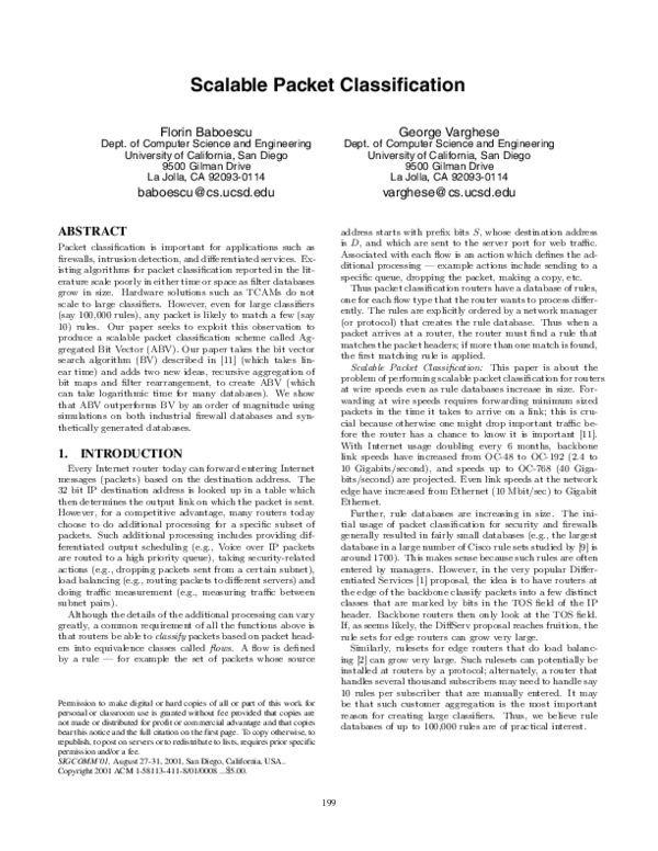 Pdf Scalable Packet Classification