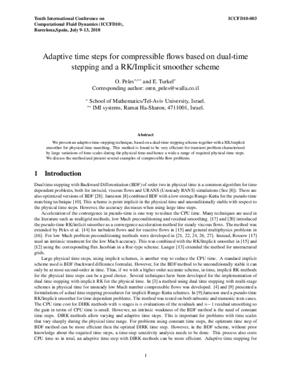 (PDF) Adaptive Time Steps for Compressible Flows Based on Dual-Time ...