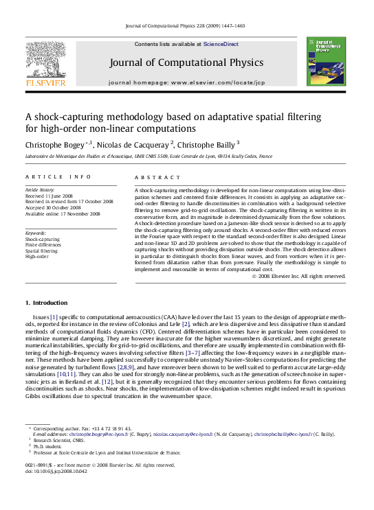(PDF) A shock-capturing methodology based on adaptative spatial filtering for high-order non ...