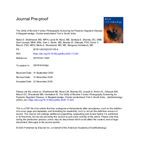 (PDF) The Utility of Routine Fundus Photography Screening for Posterior ...