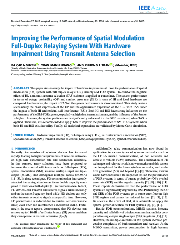 (PDF) Improving the Performance of Spatial Modulation Full-Duplex Relaying System With Hardware ...