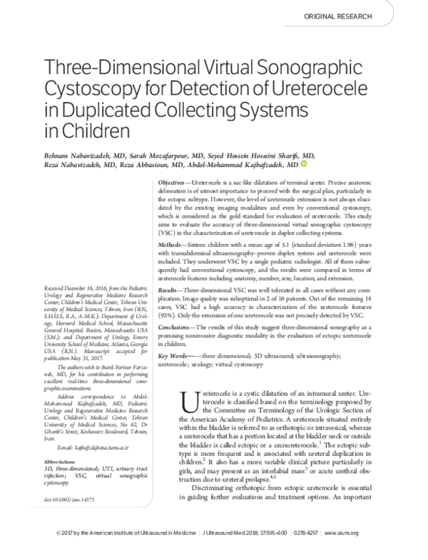 (PDF) Three‐Dimensional Virtual Sonographic Cystoscopy for Detection of ...