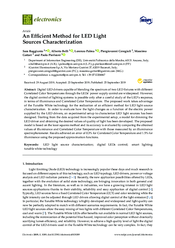 (PDF) An Efficient Method for LED Light Sources Characterization