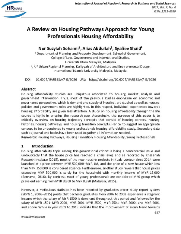 (PDF) A Review on Housing Pathways Approach for Young Professionals ...