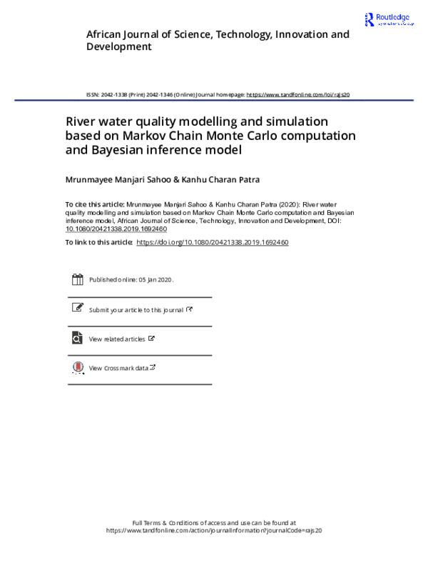 Pdf River Water Quality Modelling And Simulation Based On Markov Chain Monte Carlo Computation