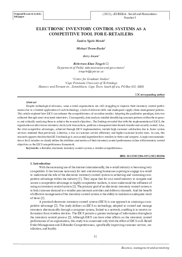 (PDF) Electronic inventory control systems as a competitive tool for e ...
