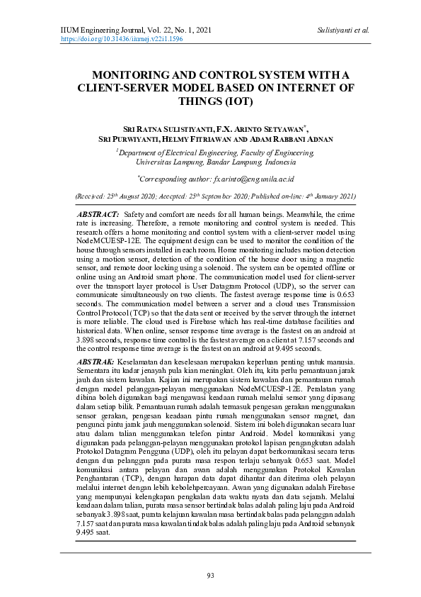 (PDF) Monitoring and Control System with a Client-Server Model Based on ...
