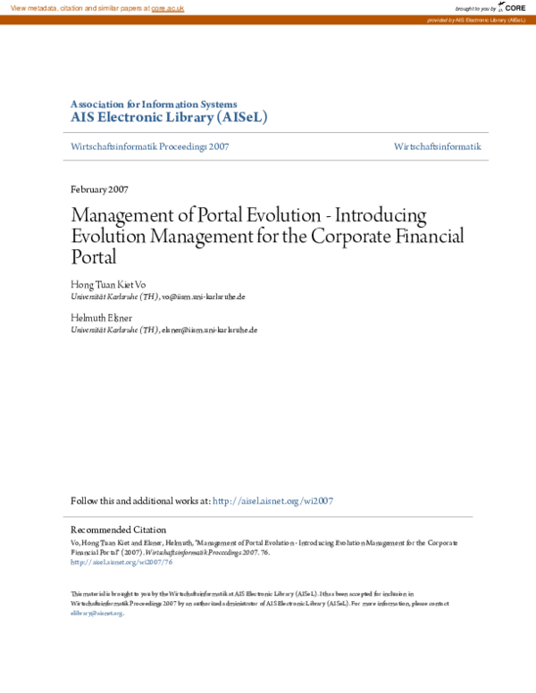 (PDF) Management of Portal Evolution - Introducing Evolution Management ...