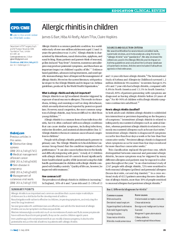 (PDF) Allergic rhinitis in children