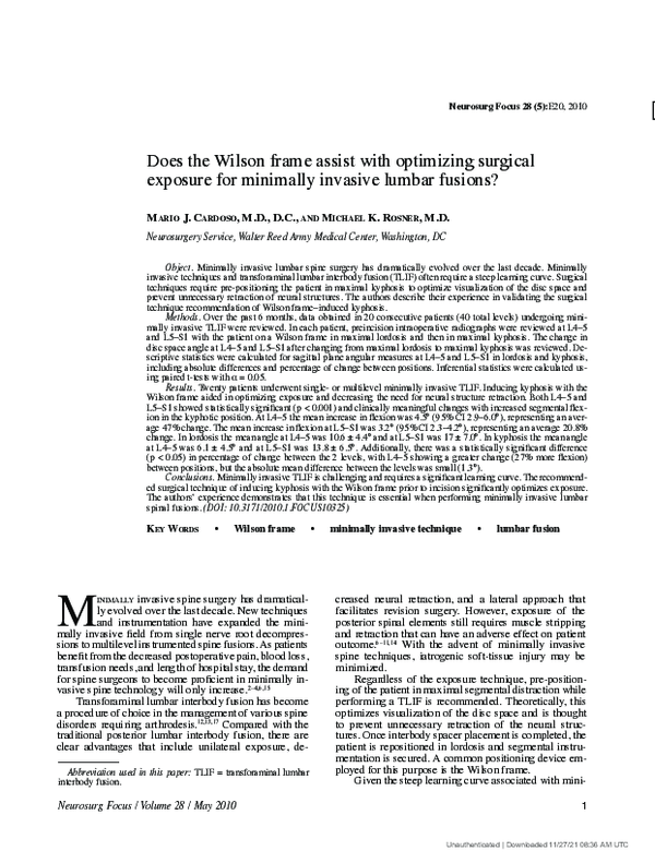 (PDF) Does the Wilson frame assist with optimizing surgical exposure ...