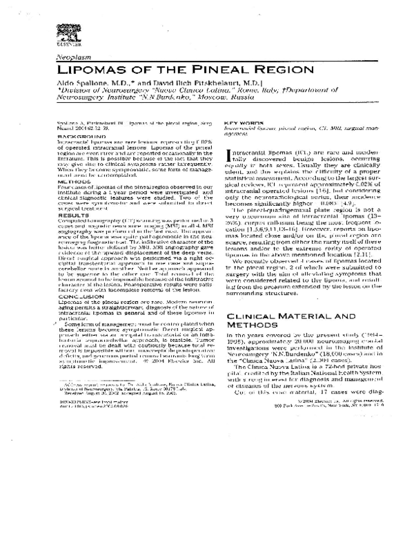 (PDF) Lipomas of the pineal region