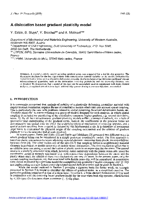 (PDF) A dislocation based gradient plasticity model