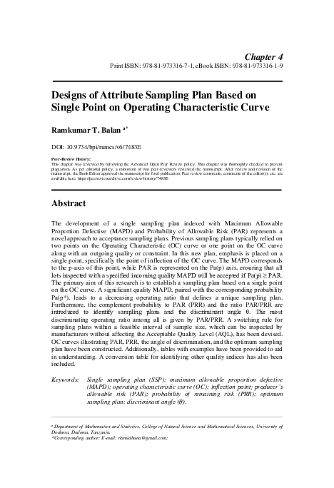 (PDF) Designs of Attribute Sampling Plan Based on Single Point on ...