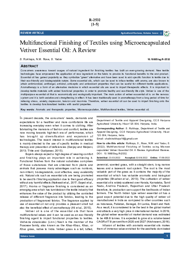 (PDF) Multifunctional Finishing of Textiles using Microencapsulated ...