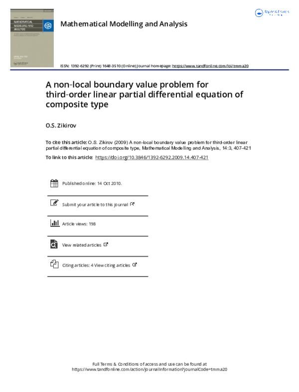 (PDF) A Non‐Local Boundary Value Problem for Third‐Order Linear Partial Differential Equation of ...