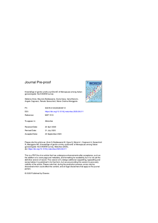 (PDF) Knowledge of genito-urinary syndrome of menopause among Italian ...