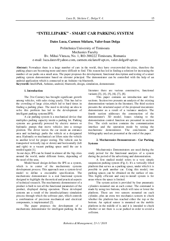 (PDF) IntelliPark" - Smart Car Parking System