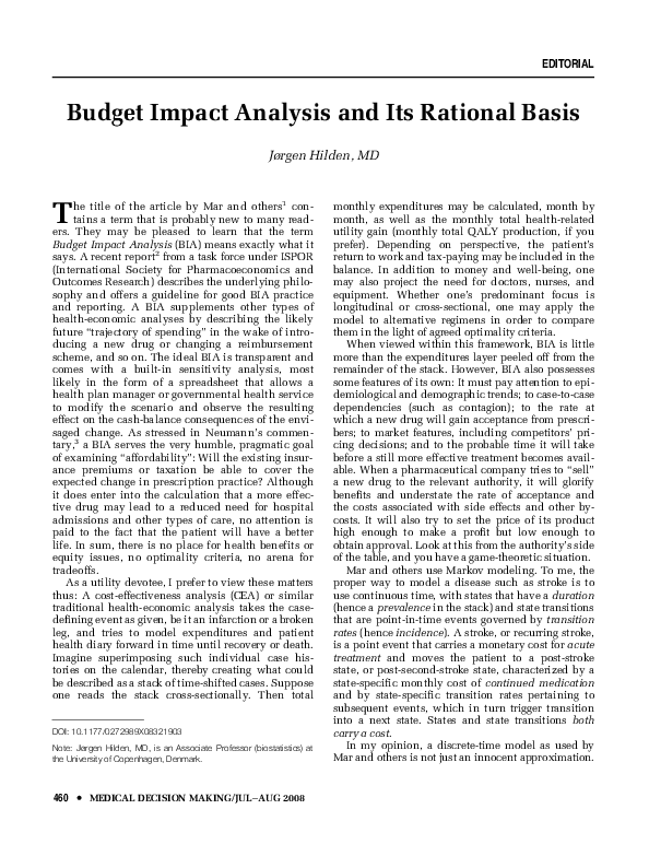 (PDF) Budget Impact Analysis and Its Rational Basis