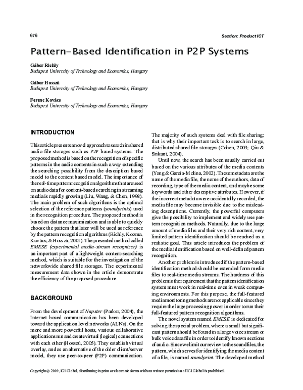 (PDF) Pattern-Based Identification in P2P Systems