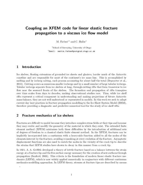 (PDF) Coupling an XFEM code for linear elastic fracture propagation to ...