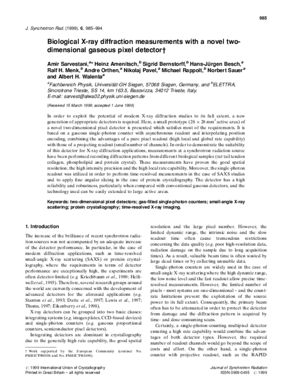 (PDF) Biological X-ray diffraction measurements with a novel two ...