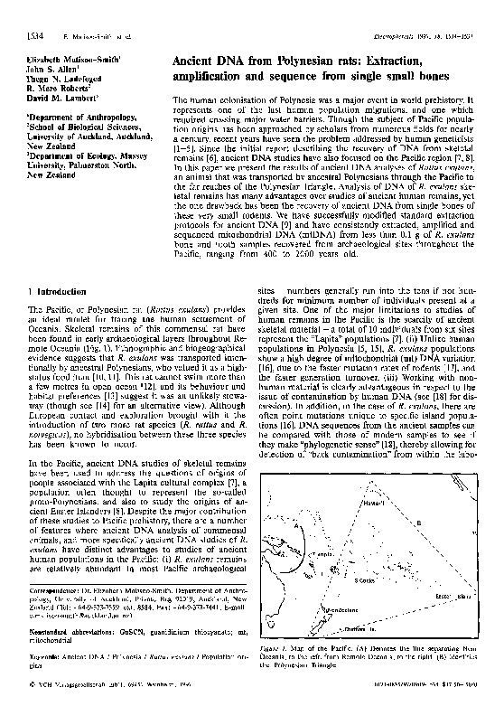 (PDF) Ancient DNA Analysis of Polynesian Rat from Single Bones