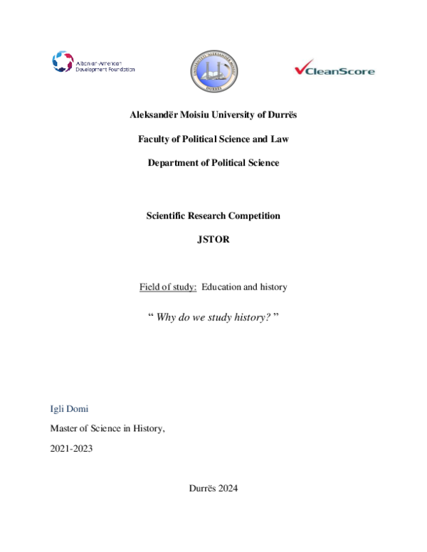 (PDF) Why do we study history?