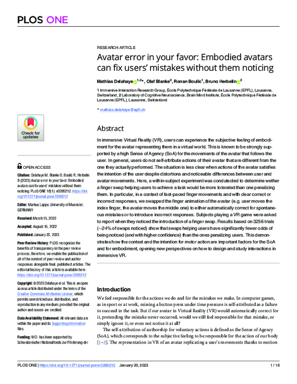 (PDF) Avatar error in your favor: Embodied avatars can fix users ...