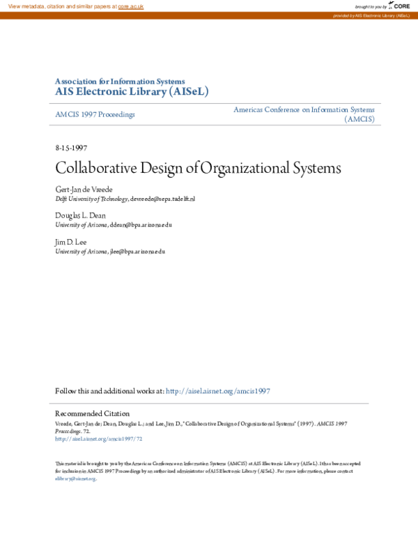 (PDF) Collaborative Design of Organizational Systems