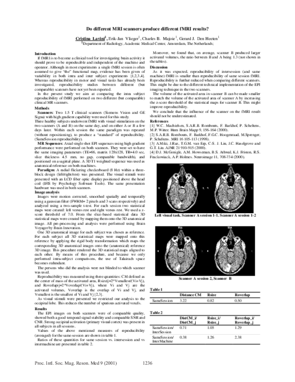 (PDF) Do different MRI scanners produce different fMRI results