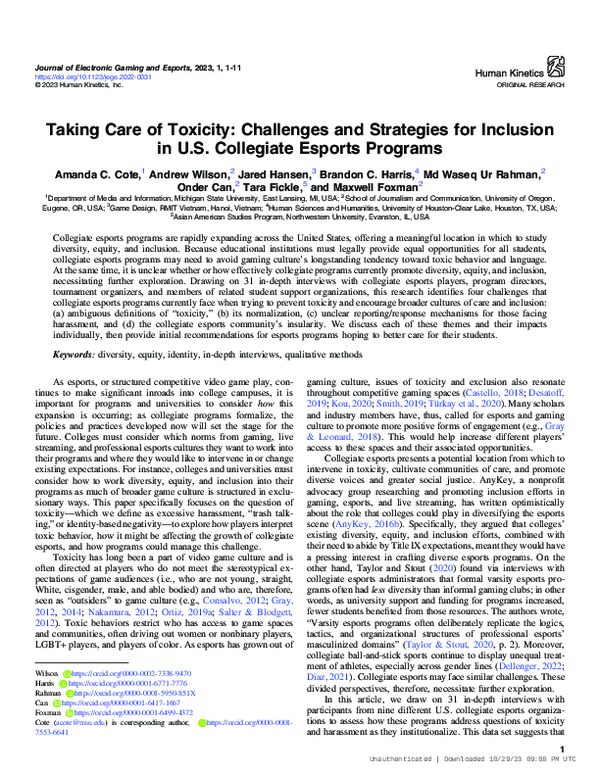 (PDF) Taking Care of Toxicity: Challenges and Strategies for Inclusion ...